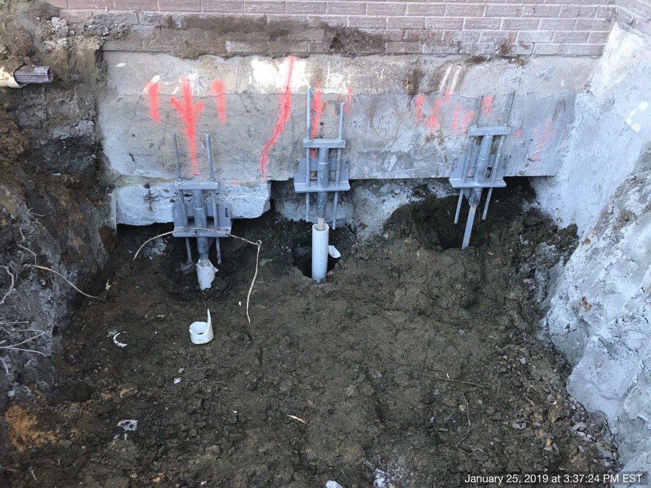 Foundation repair using Helical Piles, Chance Helical Pier Installer