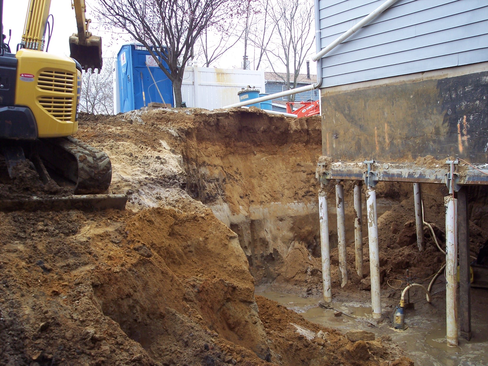 Foundation repair using Helical Piles, Chance Helical Pier Installer